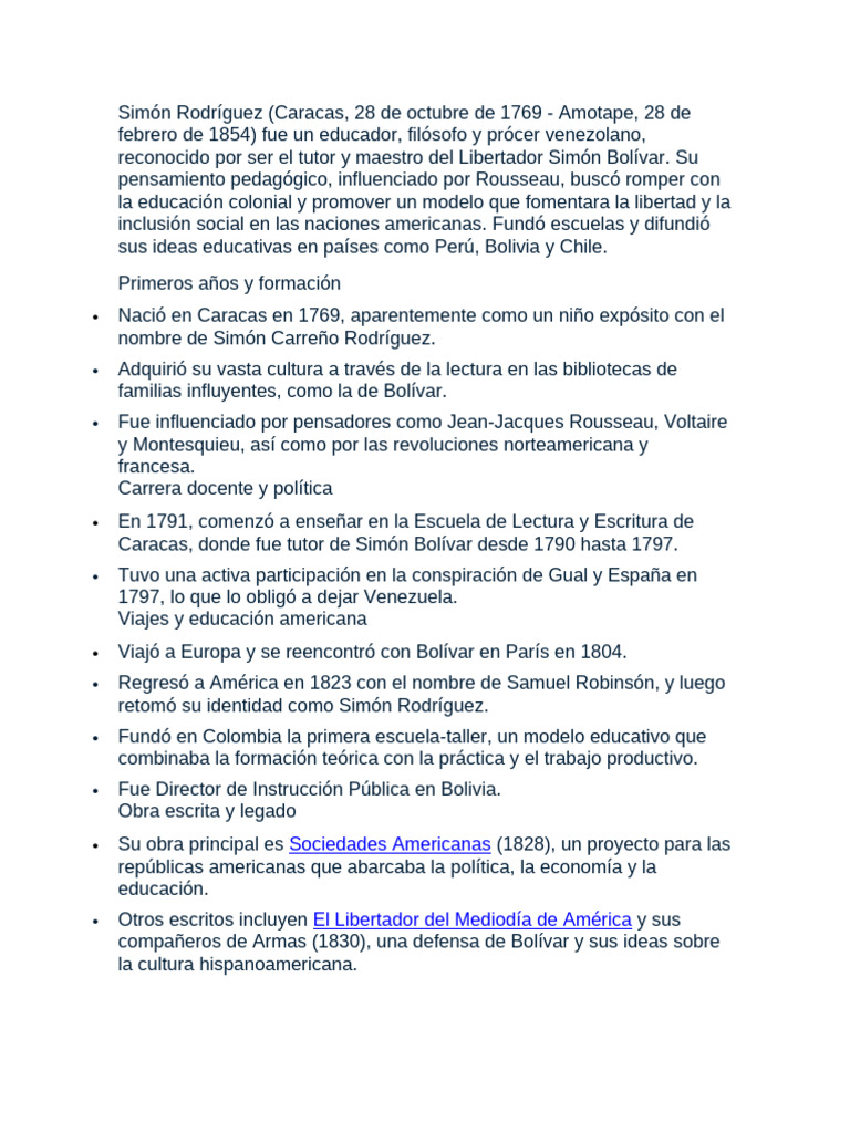 Simon Rodriguez Biografia | PDF