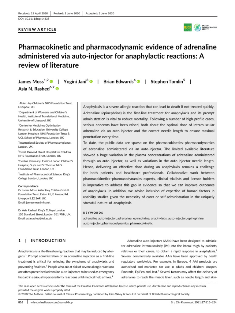Brit J Clinical Pharma - 2020 - Moss - Pharmacokinetic and Pharmacodynamic Evidence of ...