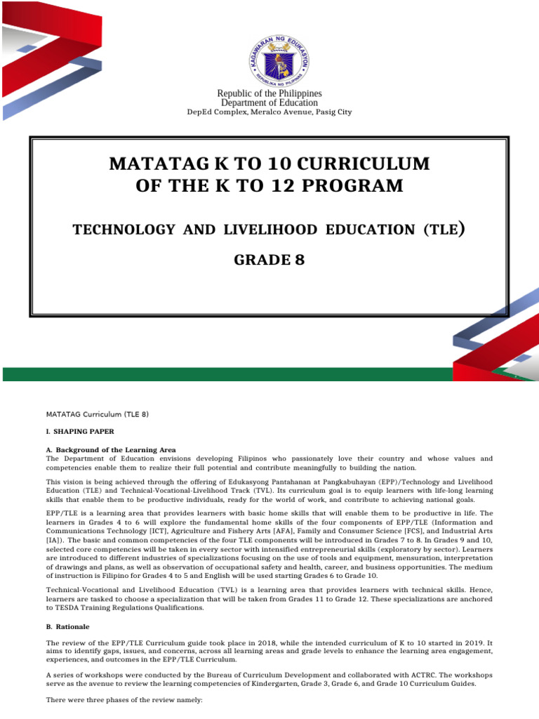 Final Matatag Epp - Tle CG 2023 Grades 4 - 10 | PDF | Educational Technology | Learning