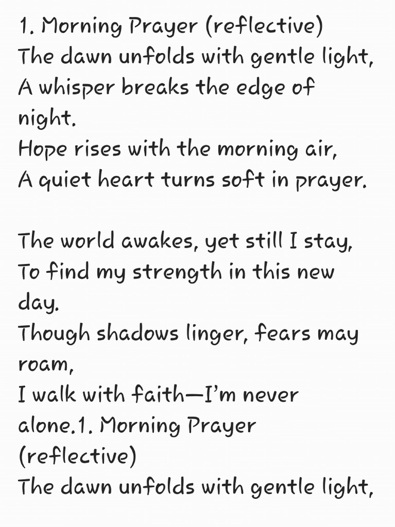 Lord Nick's Poem (Morning Prayer) | PDF