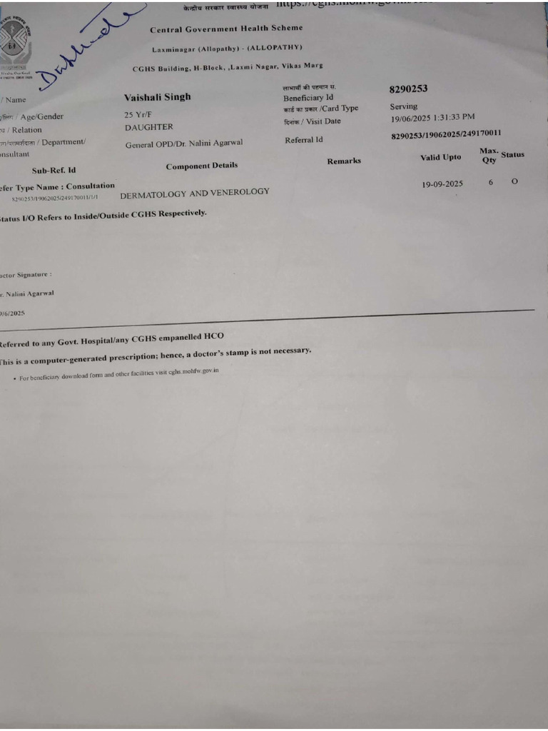 Dermatologist Referral | PDF