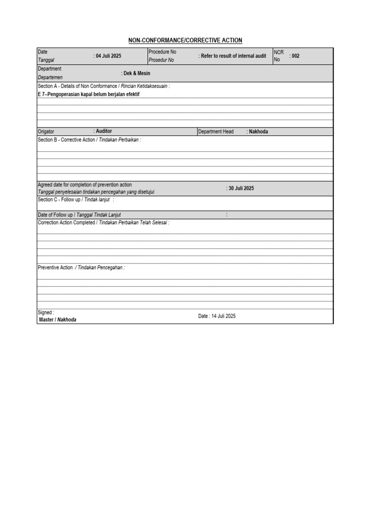 Vessel Internal Audit (ISM) 5 | PDF