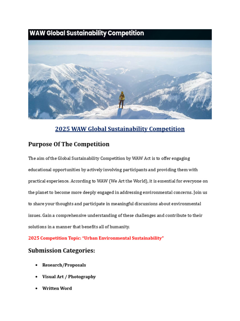 WAW 2025 Global Sustainability Contest | PDF | Sustainability | Human ...