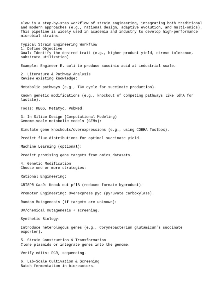 Strain Engineering Workflow | PDF | Strain (Biology) | Genetic Engineering
