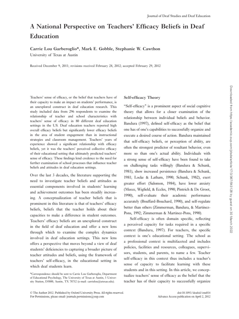 Article 3 | PDF | Self Efficacy | Teachers