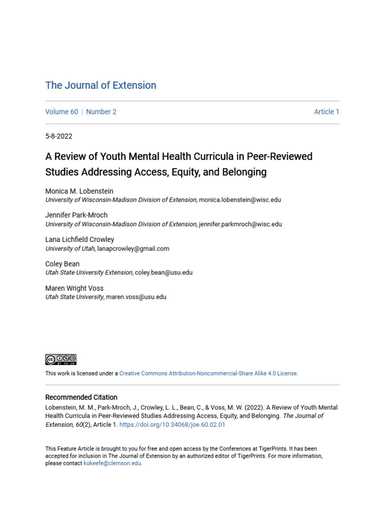 Youth Mental Health Curriculum Review | PDF | Mental Health | Curriculum