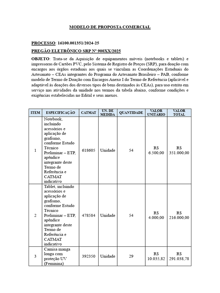 Anexo - Iv - Do - Edital - Modelo - de - Proposta - Comercial | PDF ...
