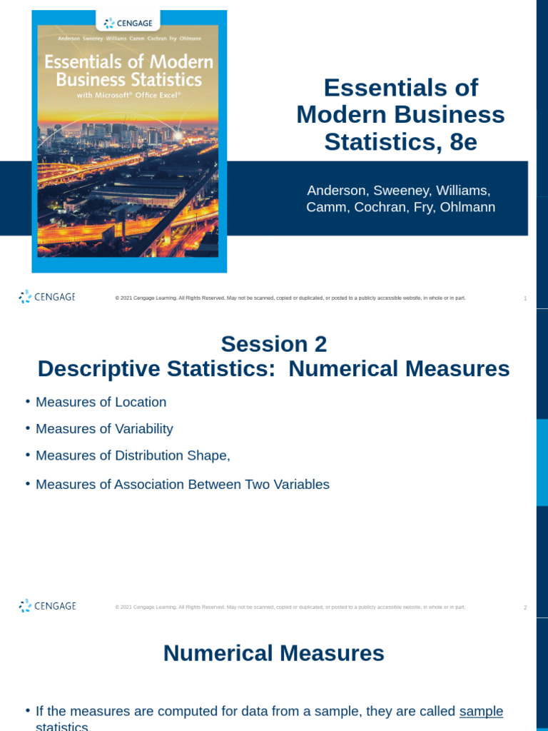 Session 2 Descriptive Statistics Numerical Measures | PDF | Skewness ...