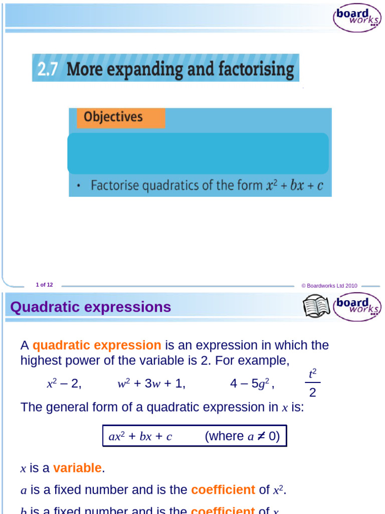 Understanding Quadratic Expressions | PDF | Factorization | Quadratic ...