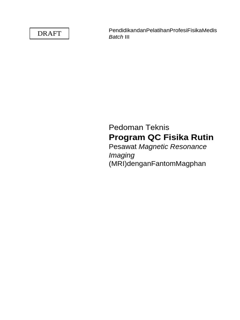 QC Rutin MRI: Panduan Fisika Medis | PDF