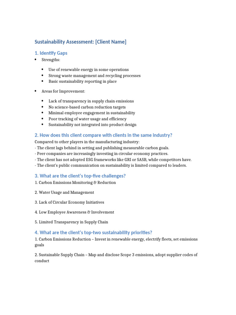 Sustainability Assessment Template | PDF