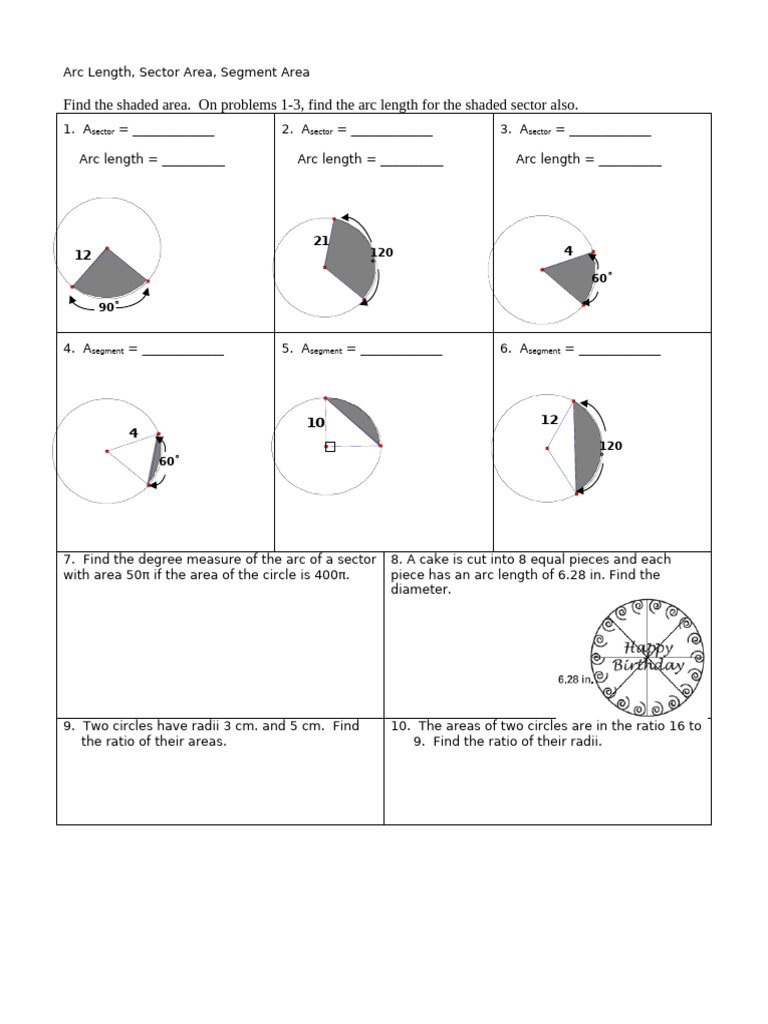 Areas of Sectors and Segments | PDF