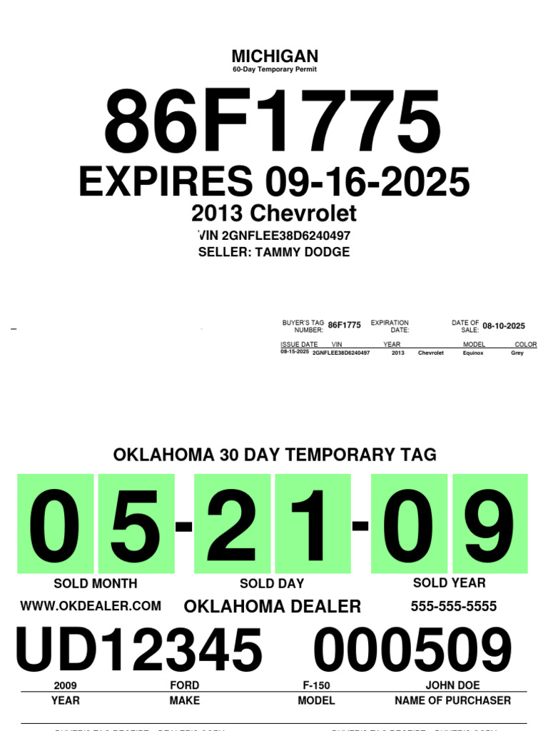Temporary License Plate Templates | PDF | Automotive Technologies ...