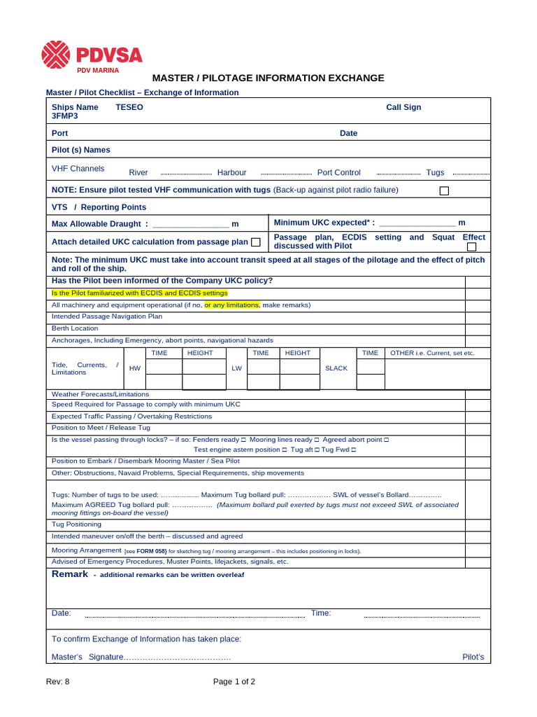 Master Pilot Information Exchange | PDF | Tugboat | Maritime Pilot