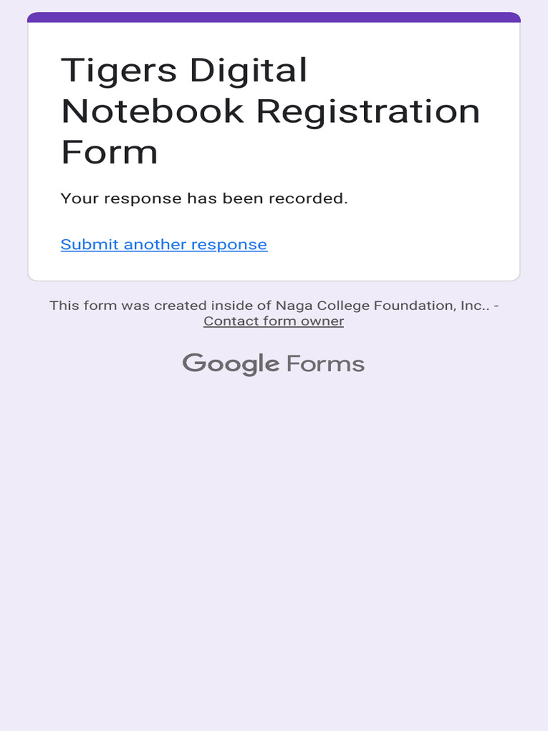 Tigers Digital Notebook Registration Form | PDF