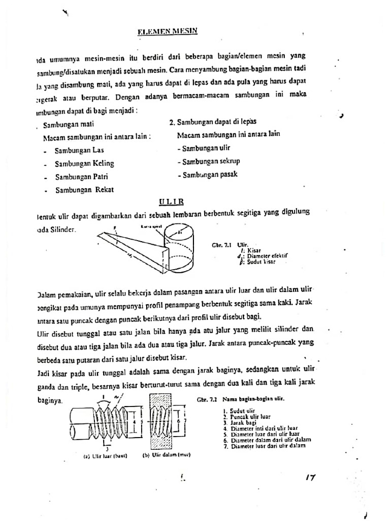 Elemen Mesin - Ulir | PDF