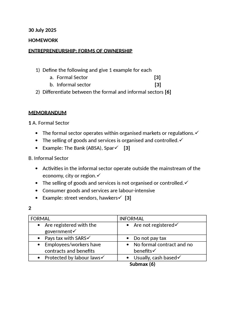 GR 8 Forms of Ownership Activity and Memo | PDF