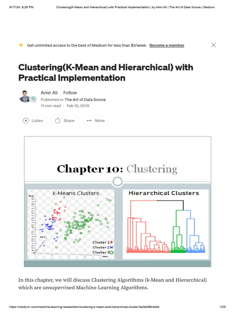 K-Mean and Hierarchical With Practical Implementation | PDF | Cluster Analysis | Machine Learning