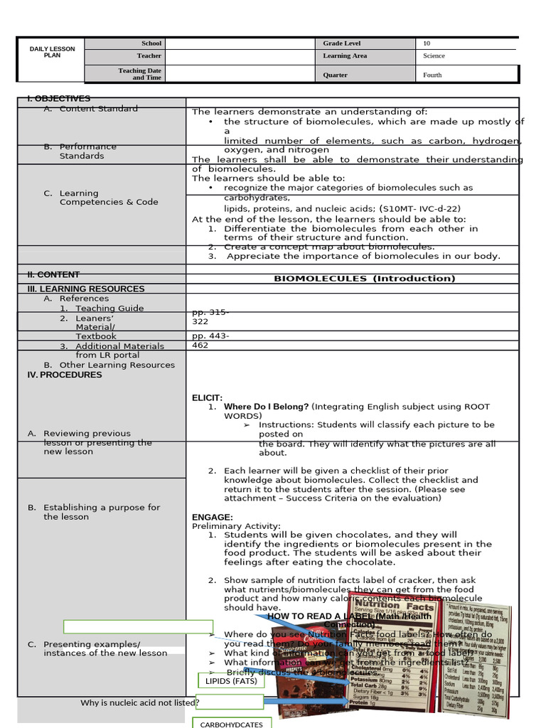 Carbohydrates Lesson Plan for Grade 10 | PDF | Foods | Biomolecules