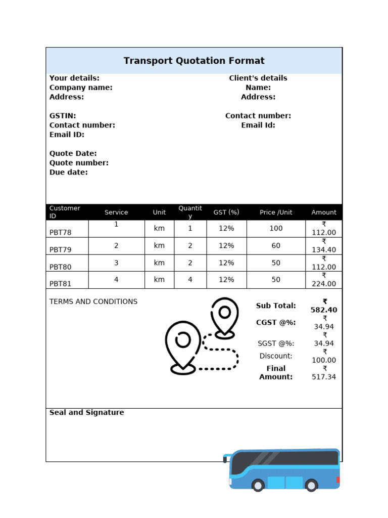 Transport Quotation Template | PDF