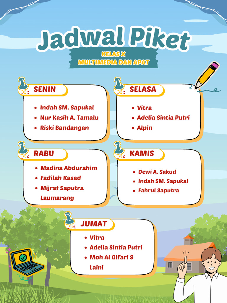 HIjau Dan Biru Illustratid Modern Daftar Jadwal Piket Poster | PDF