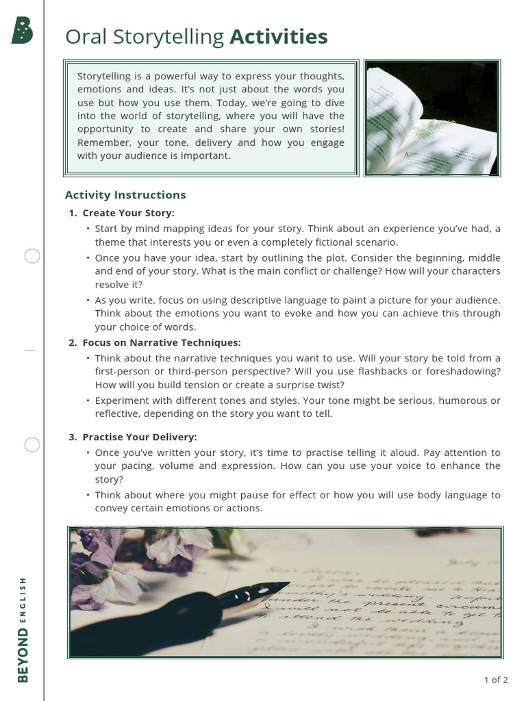 Oral Storytelling Activities | PDF | Storytelling | Narrative