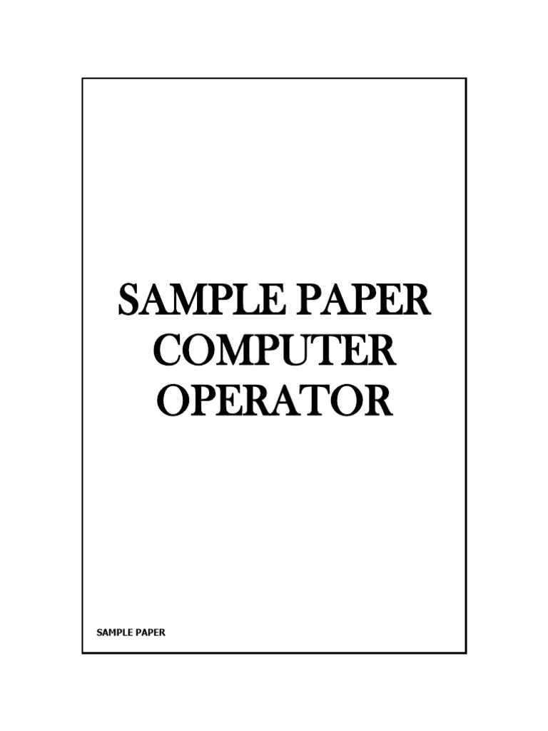Sample Paper Computer Operator | PDF | Electronics | Computing