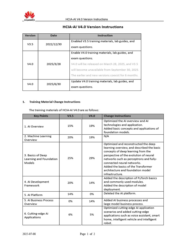 HCIA-AI V4.0 Version Instruction | PDF | Artificial Intelligence | Intelligence (AI) & Semantics
