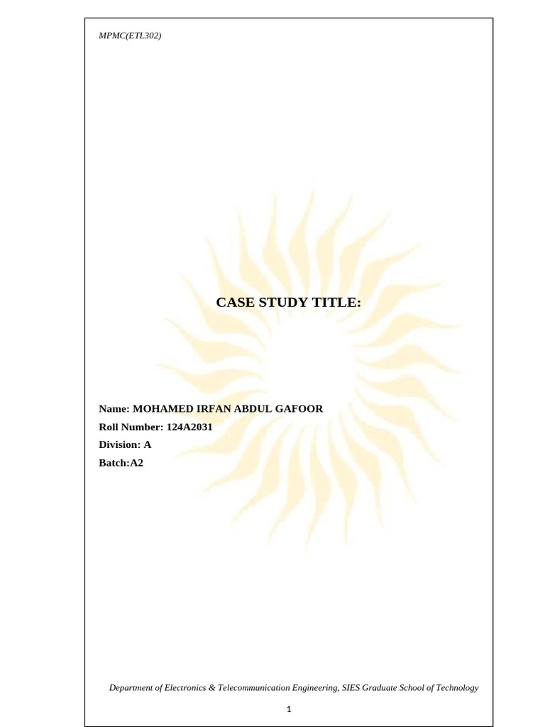 Case Study Report Format | PDF | Microcontroller | Flash Memory