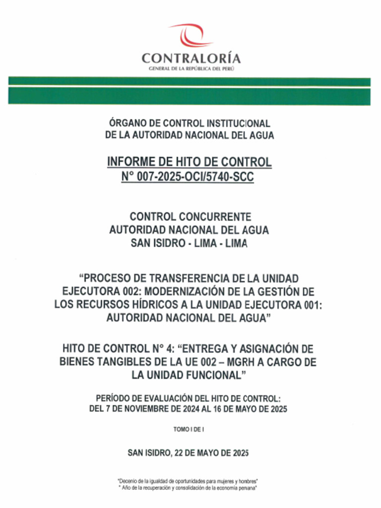 Modelo de Informe de Hito de Control | PDF