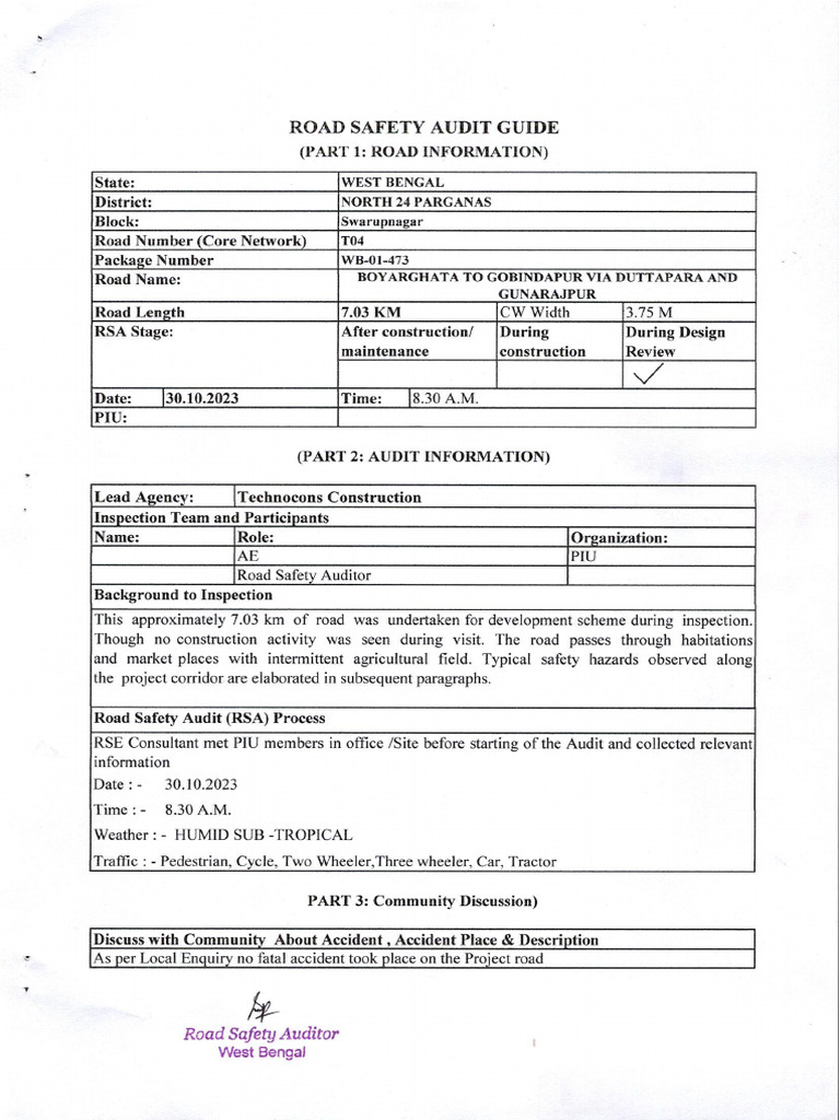Road Safety Audit Pmgsy | PDF
