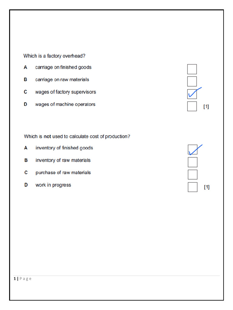 Manufacturing Accounts Worksheet 11 | PDF
