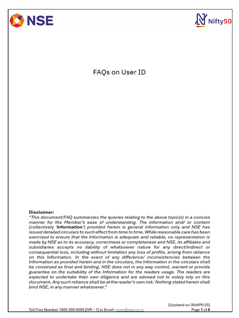 NEAT User ID FAQs for Trading Members | PDF