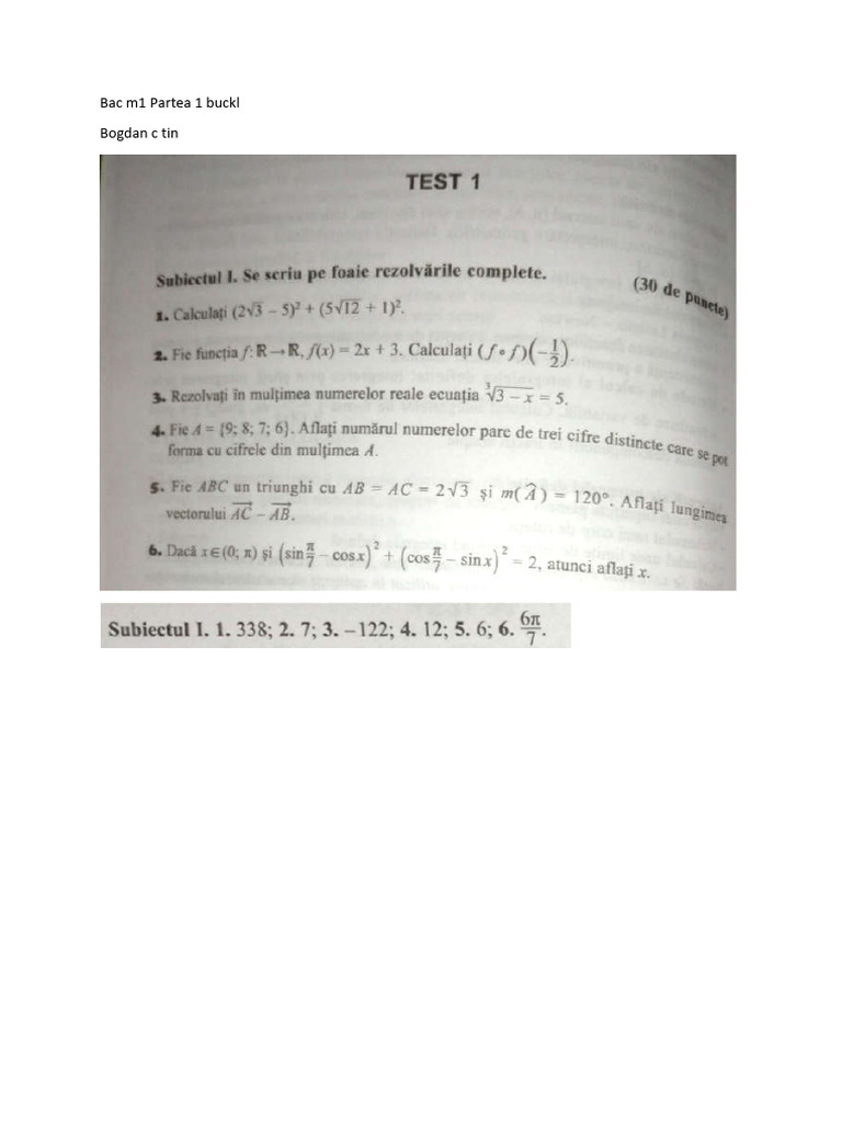 Bac m1 Partea 1 Buckl | PDF