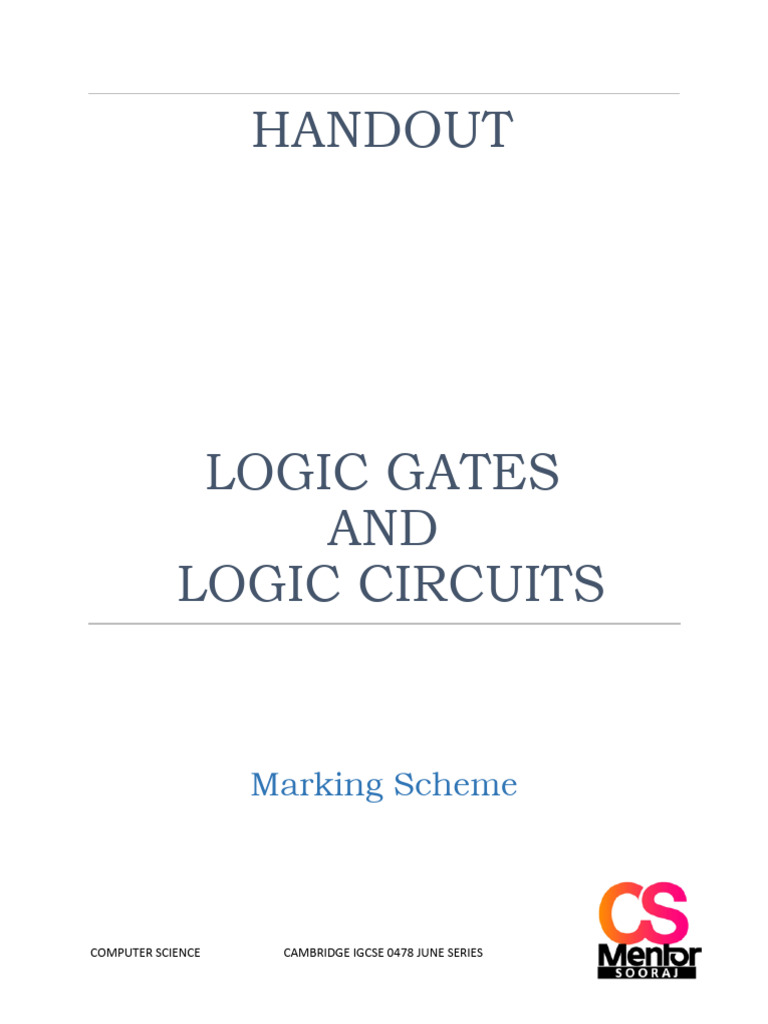 IGCSE Chapter3 LOGIC GATES& Logic Circuits MArking - 241125 - 103948 ...