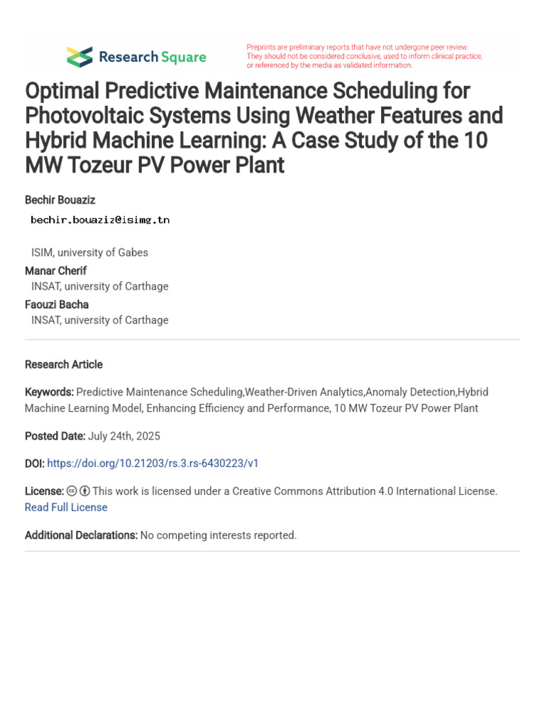 Predictive Maintenance for PV Systems | PDF | Photovoltaics ...
