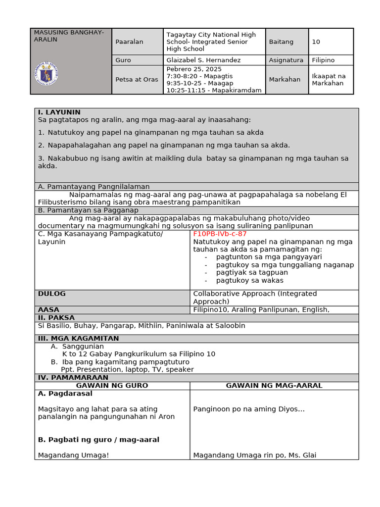 Q4 Lesson Plan Day2 FEB.25.25 | PDF