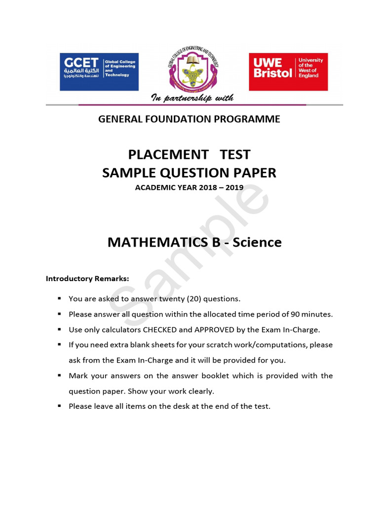 Ganitha Deepthi Placement Test Paper | PDF | Quadratic Equation ...
