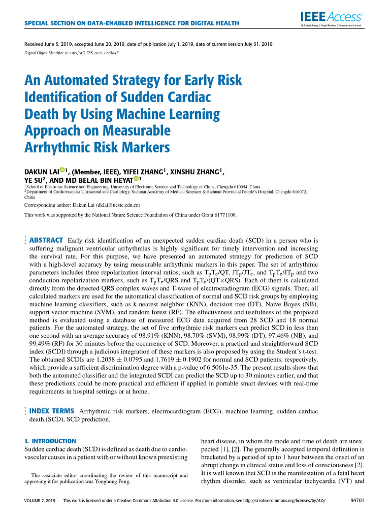 Automated SCD Risk Prediction Using ML | PDF | Electrocardiography ...