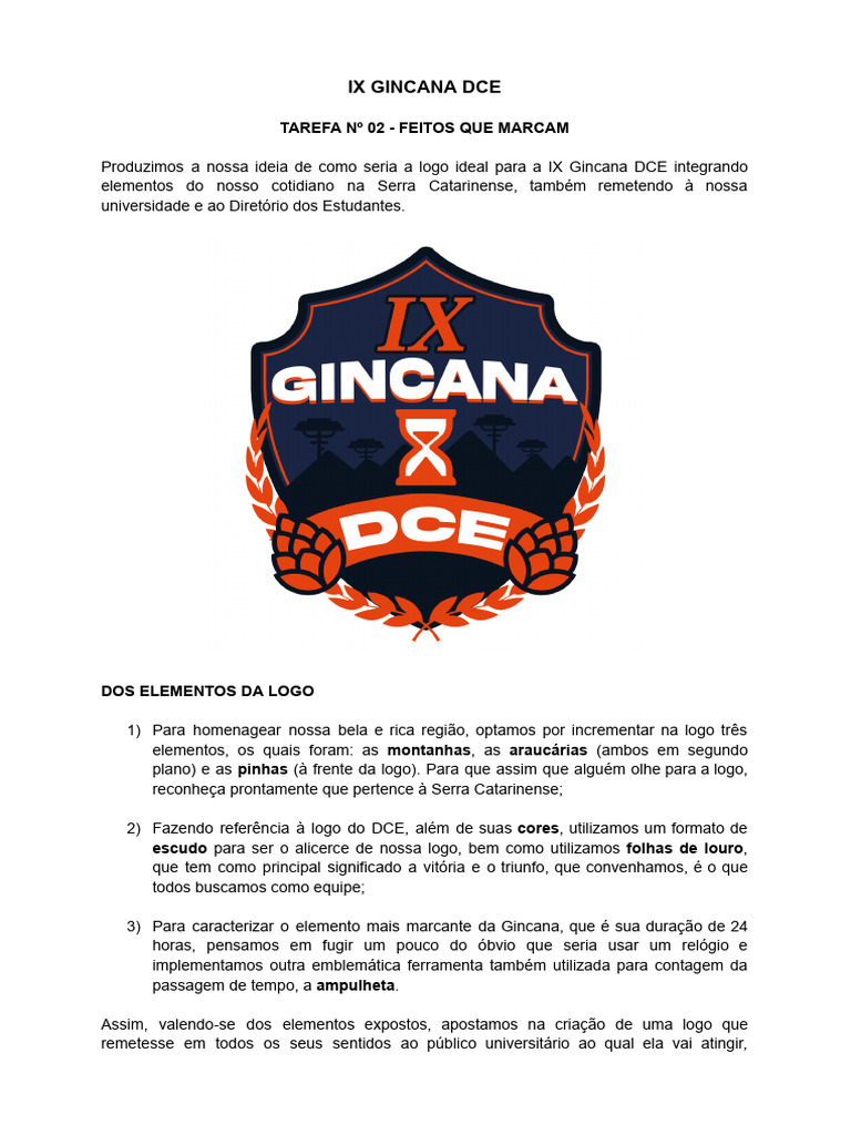 Logo Criativa para IX Gincana DCE | PDF