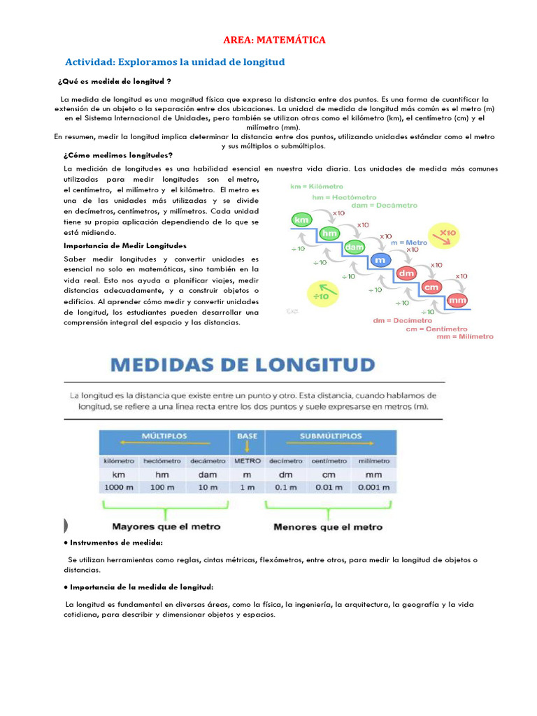 Ficha - 18 - Agosto - Matemática | PDF | Medición | Longitud