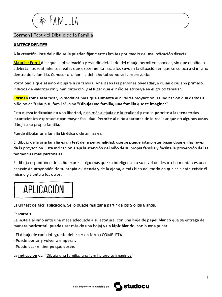 Resumen 2 Croman Familia LIBRO PARTE 1... | PDF | Dibujo | Sicología