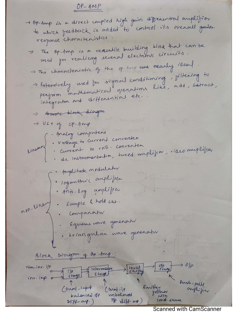 Op-Amp Class Note | PDF