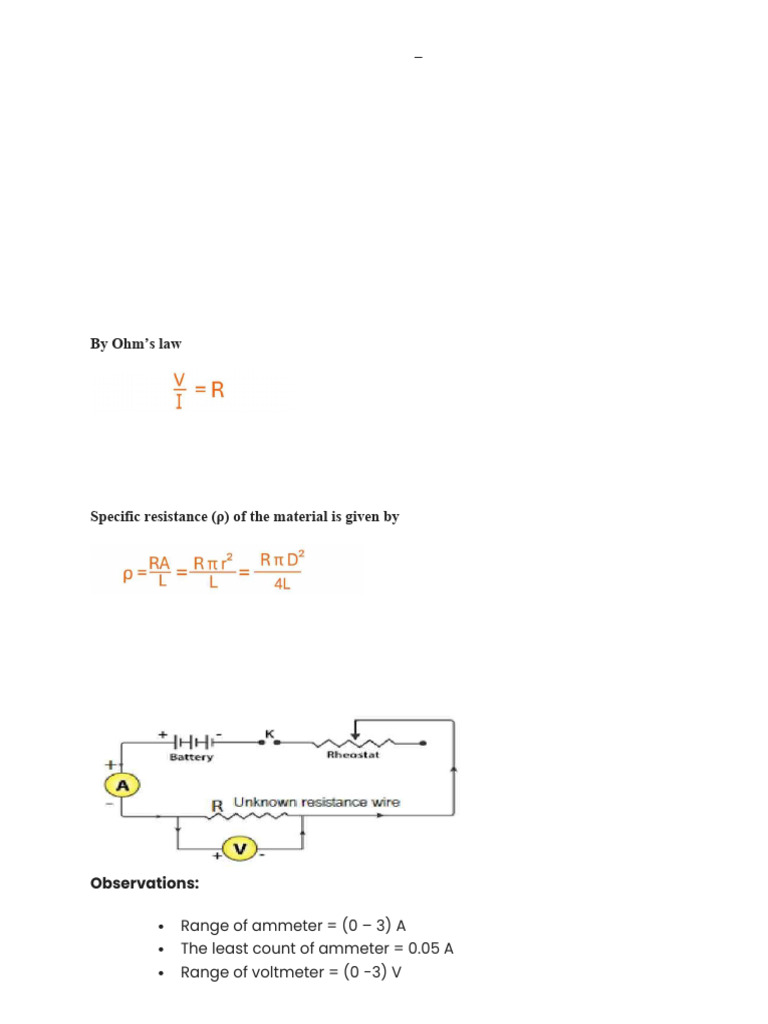1. to Determine Resistivity of Two Three Wires by Plotting a Graph | PDF | Electrical ...