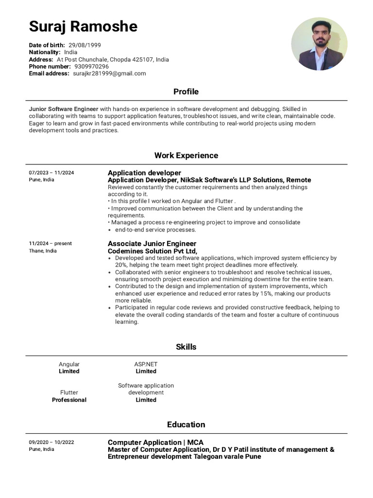 (FREE COPY) MCA 118 Suraj Ramoshe Resume | PDF | Software | Software ...