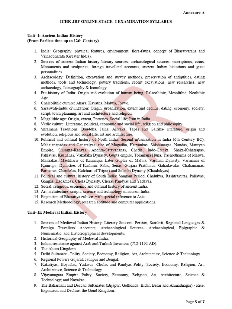 ICHR-JRF Exam Syllabus Overview | PDF | South Asia