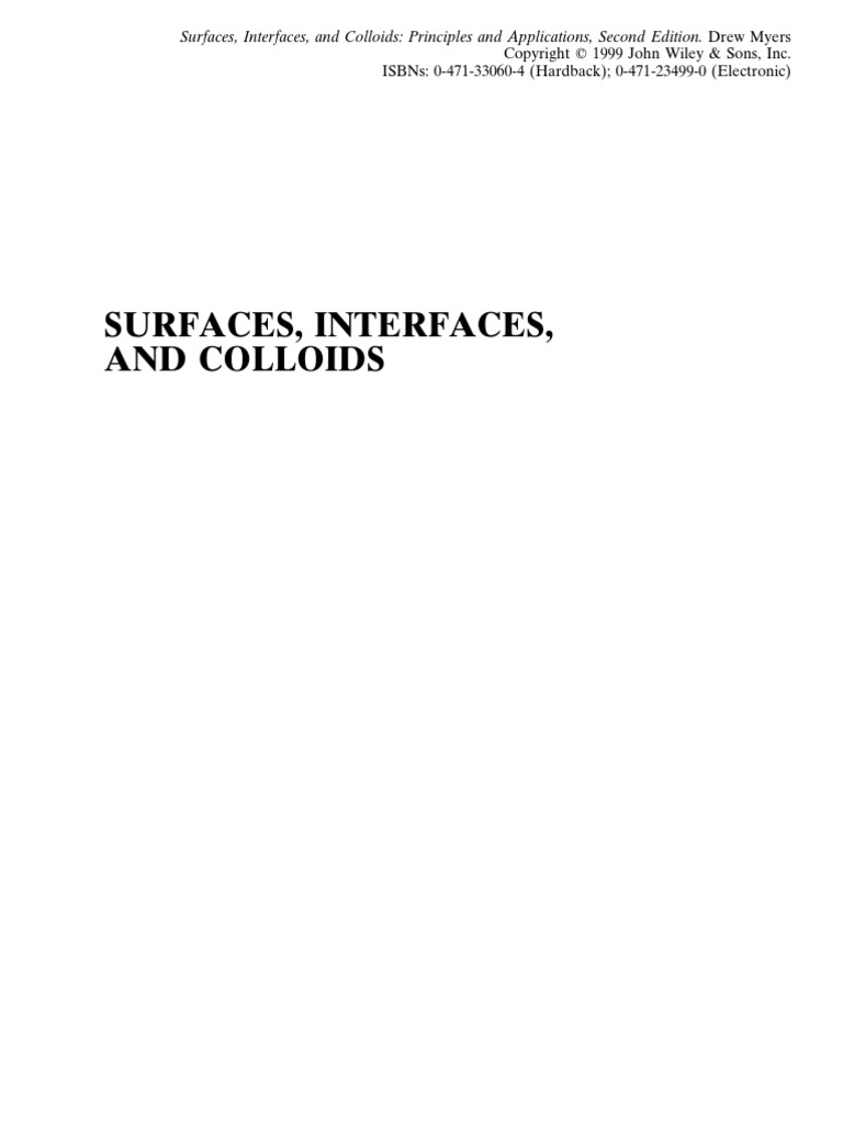 Surfaces Interfaces and Colloids | PDF | Adsorption | Surfactant