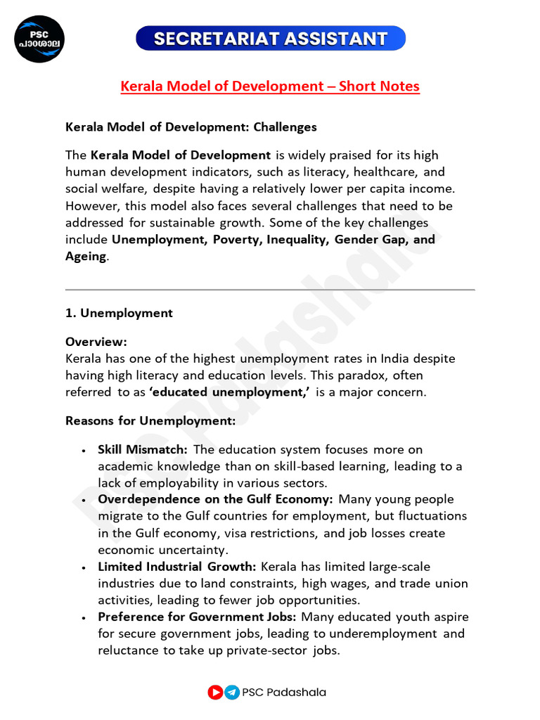 Kerala Development Model: Challenges Ahead | PDF | Economic Inequality ...