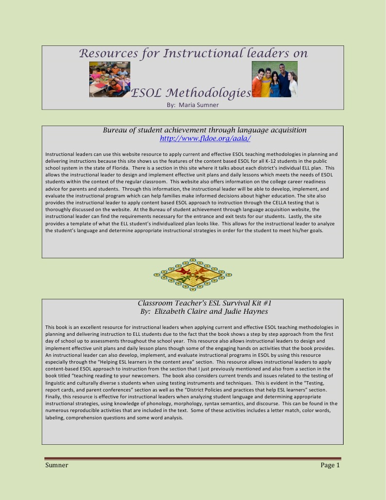 Resources For ESOL Methodologies | PDF | English As A Second Or Foreign ...