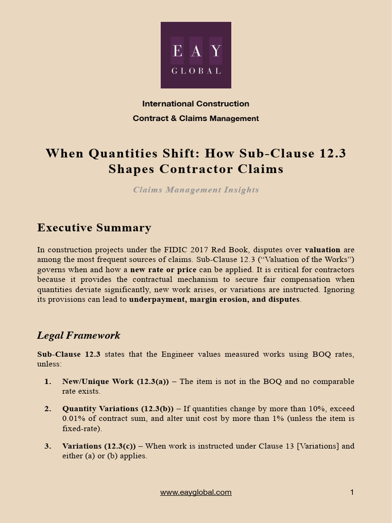 Sub-Clause 12.3: Key to Contractor Claims | PDF | Employment ...